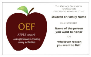 Apple Award Form - Okemos Education Foundation